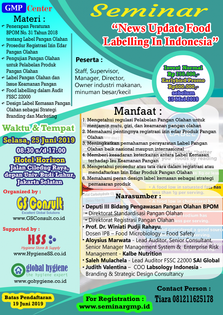 Seminar “News Update Food Labelling in Indonesia” – HygieneSS